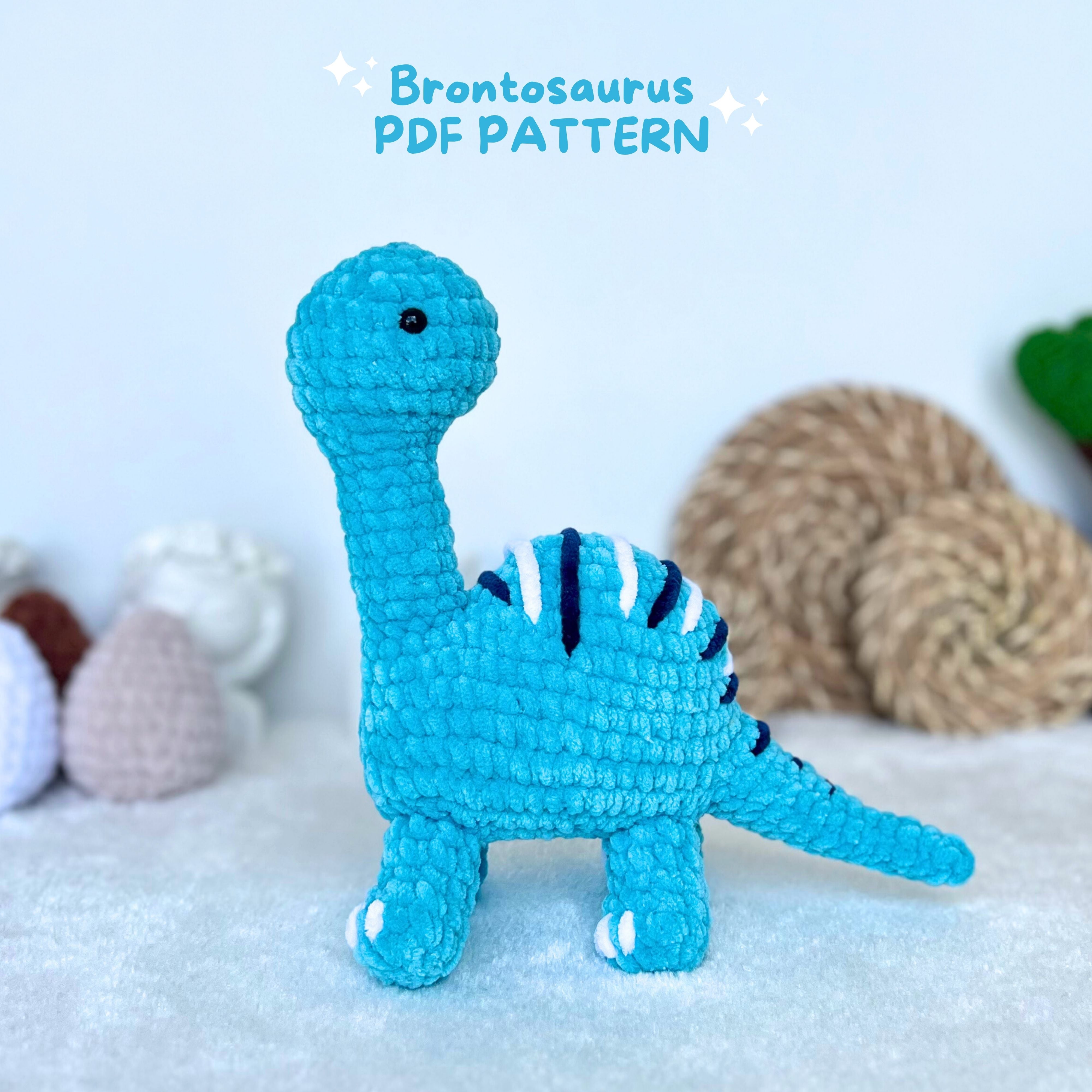 dinosaur crochet pattern, brontosaurus crochet, dinosaur plush pattern ...