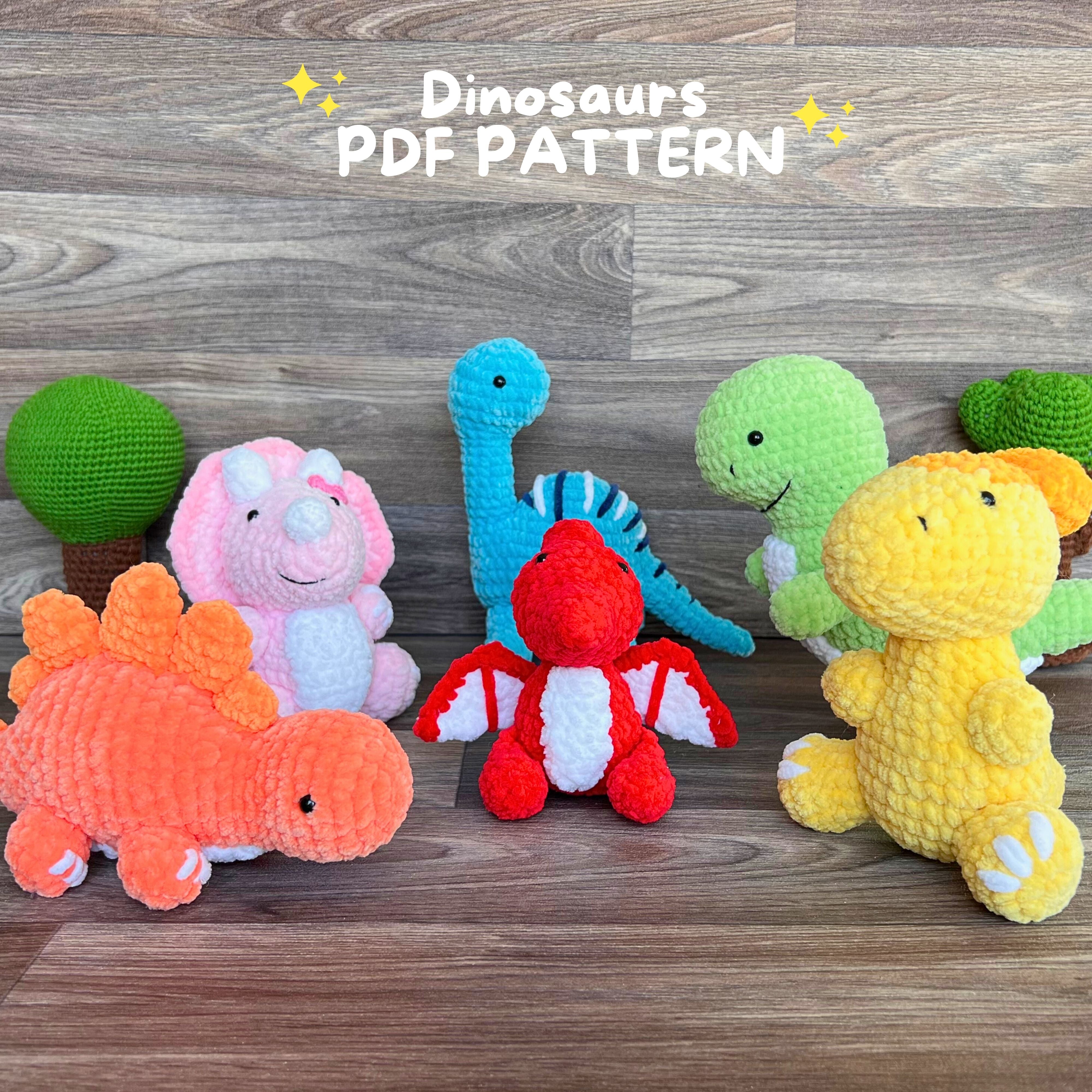 Dinosaur Crochet Patterns, 6 in 1 Dinosaur Patterns, Amigurumi pattern ...